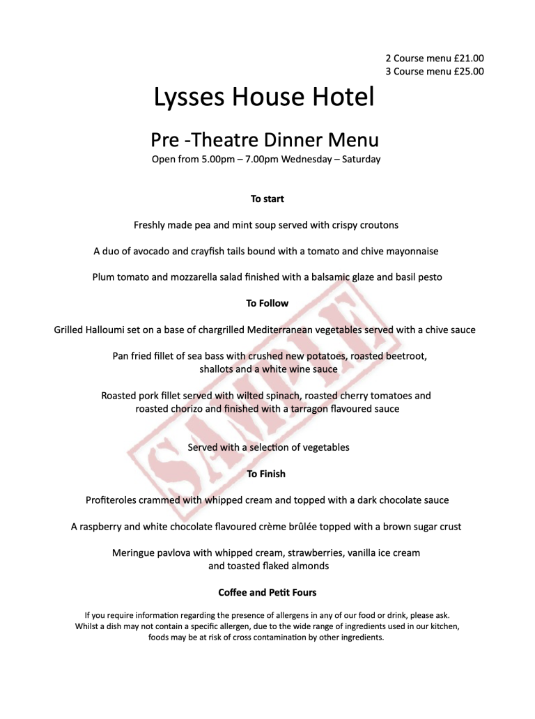 What’s On – Lysses House Hotel